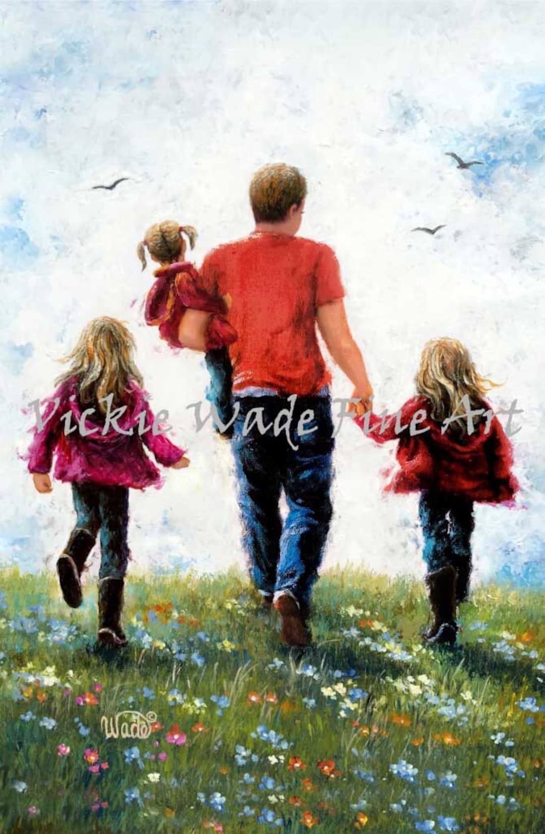 Father and Three Daughters Art Print: Vickie Wade Fine Art - Etsy