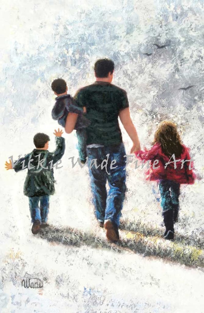 Father and Three Children Art Print: Vickie Wade Fine Art - Etsy