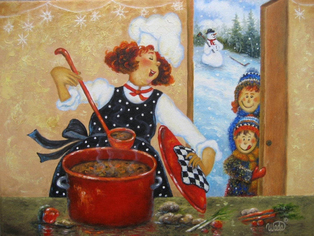 Redhead Mom Chef Art Print, Fat Chefs, Chef Paintings, Chef Prints ...