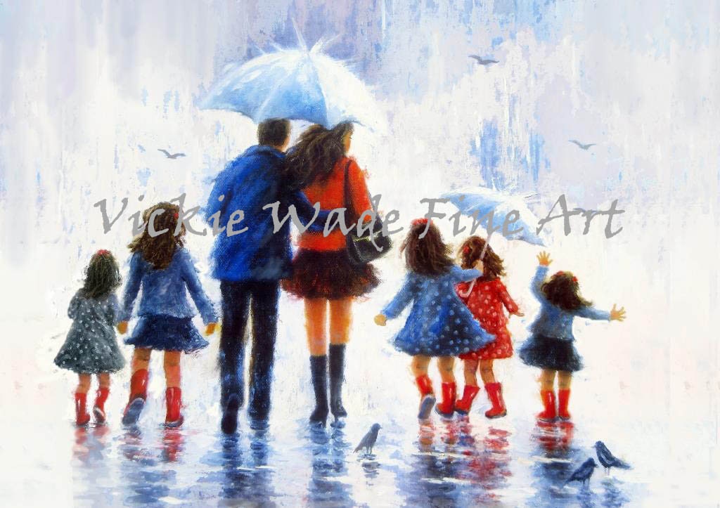 Five Sisters Art Print Five Daughters Five Girls Walking in - Etsy