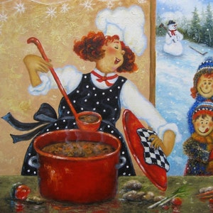 Redhead Mom Chef Art Print, Fat Chefs, Chef Paintings, Chef Prints ...