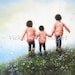 Three Sisters Holding Hands Art Print, Three Girls Walking, Little Sis ...