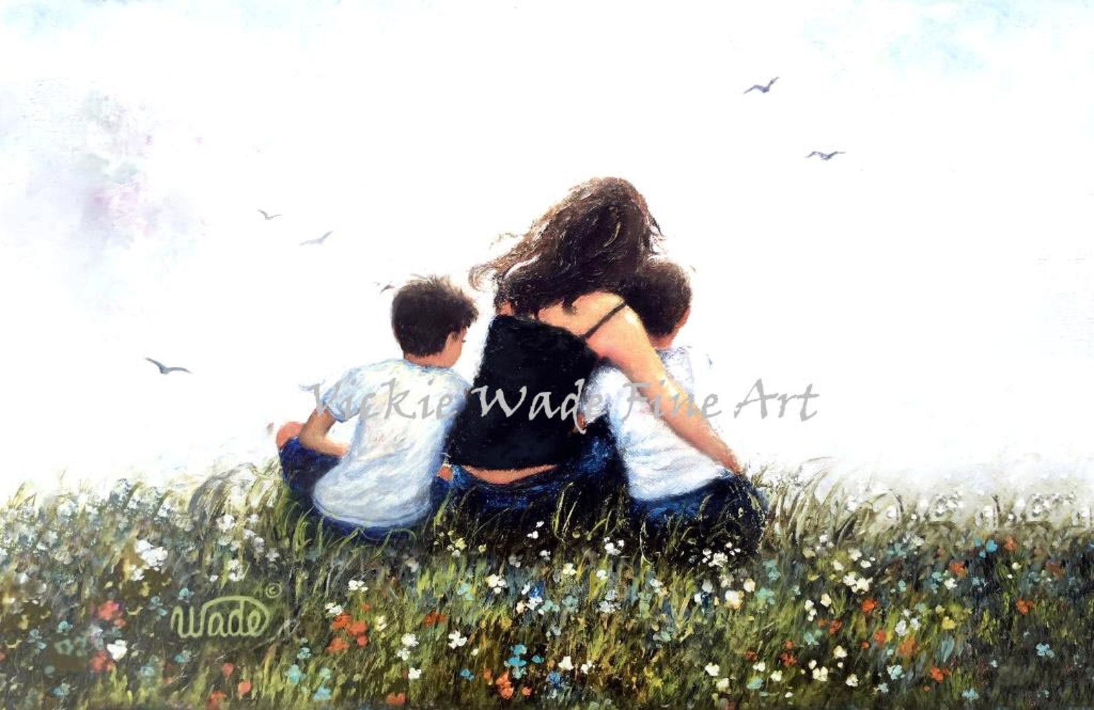 Mother and Two Sons Art Print: Loving Family Portrait - Etsy
