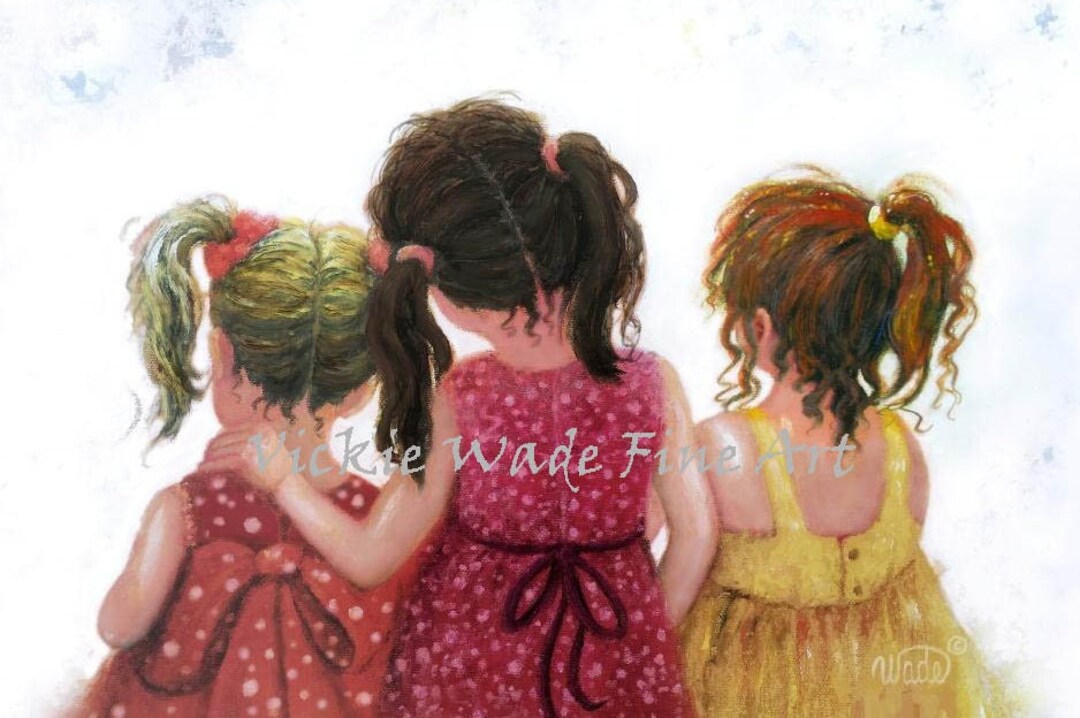 Three Sisters Art Print Blonde Brunette Redhead Three - Etsy