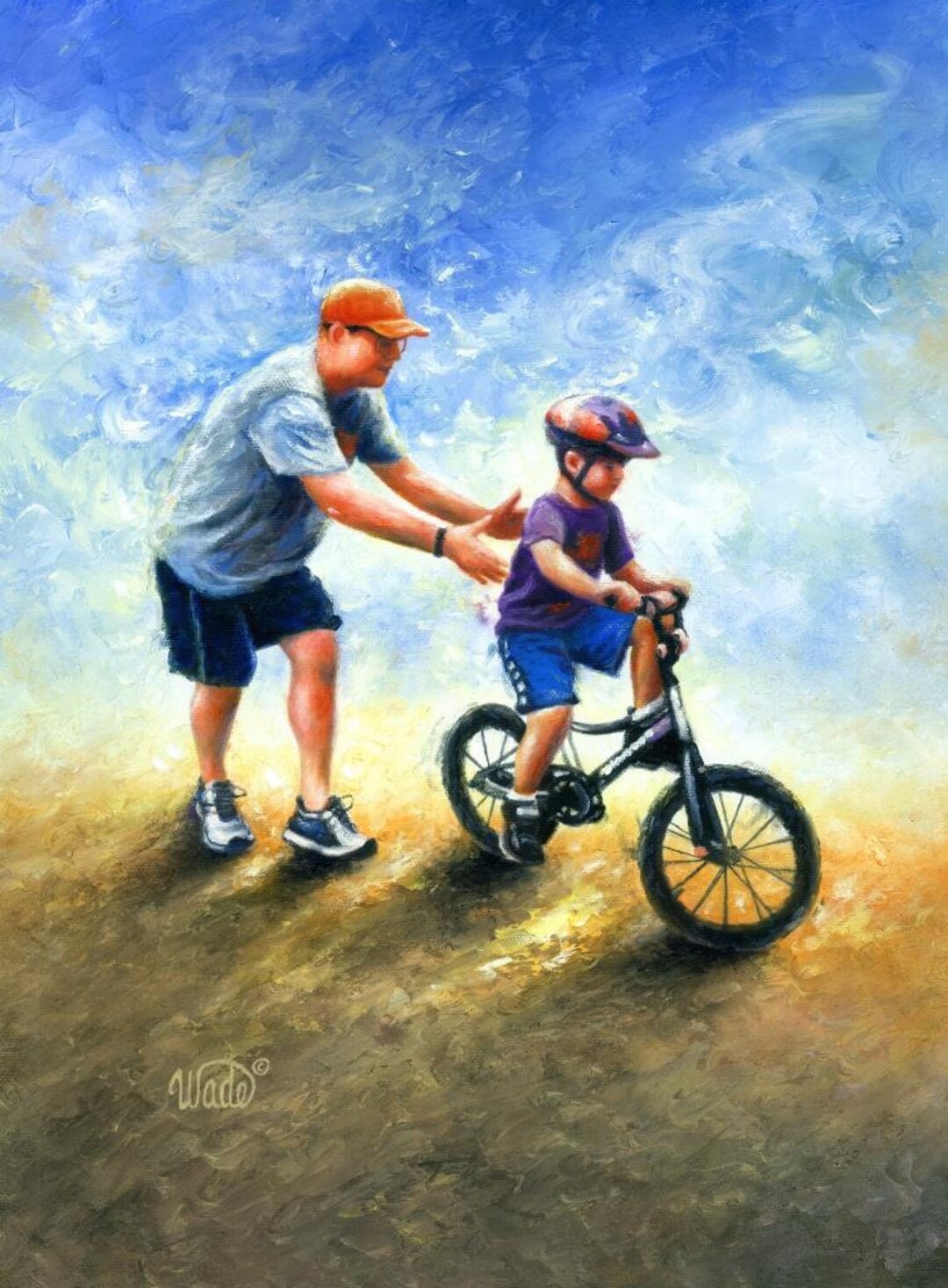 Father Son Bike Ride Art Print: by Vickie Wade Art - Etsy