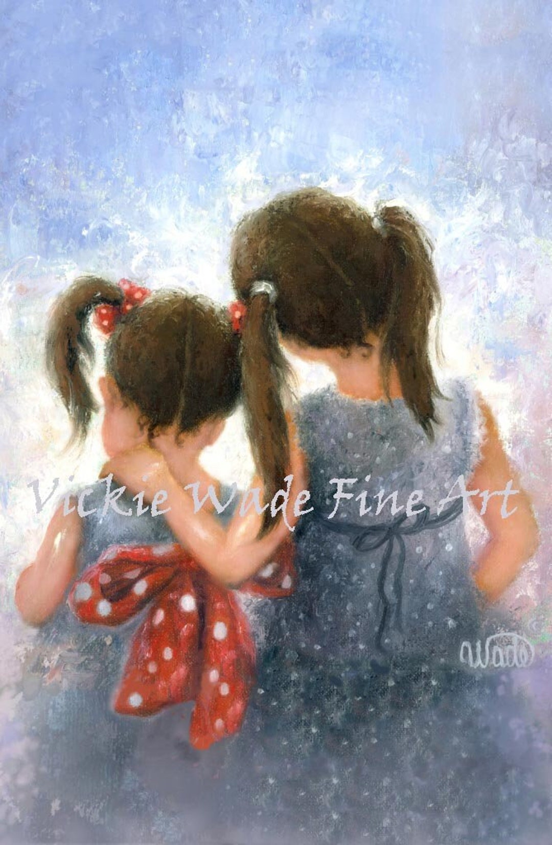 Two Sisters Art Print, Two Girls, Loving Sisters, Two Daughters, Big ...