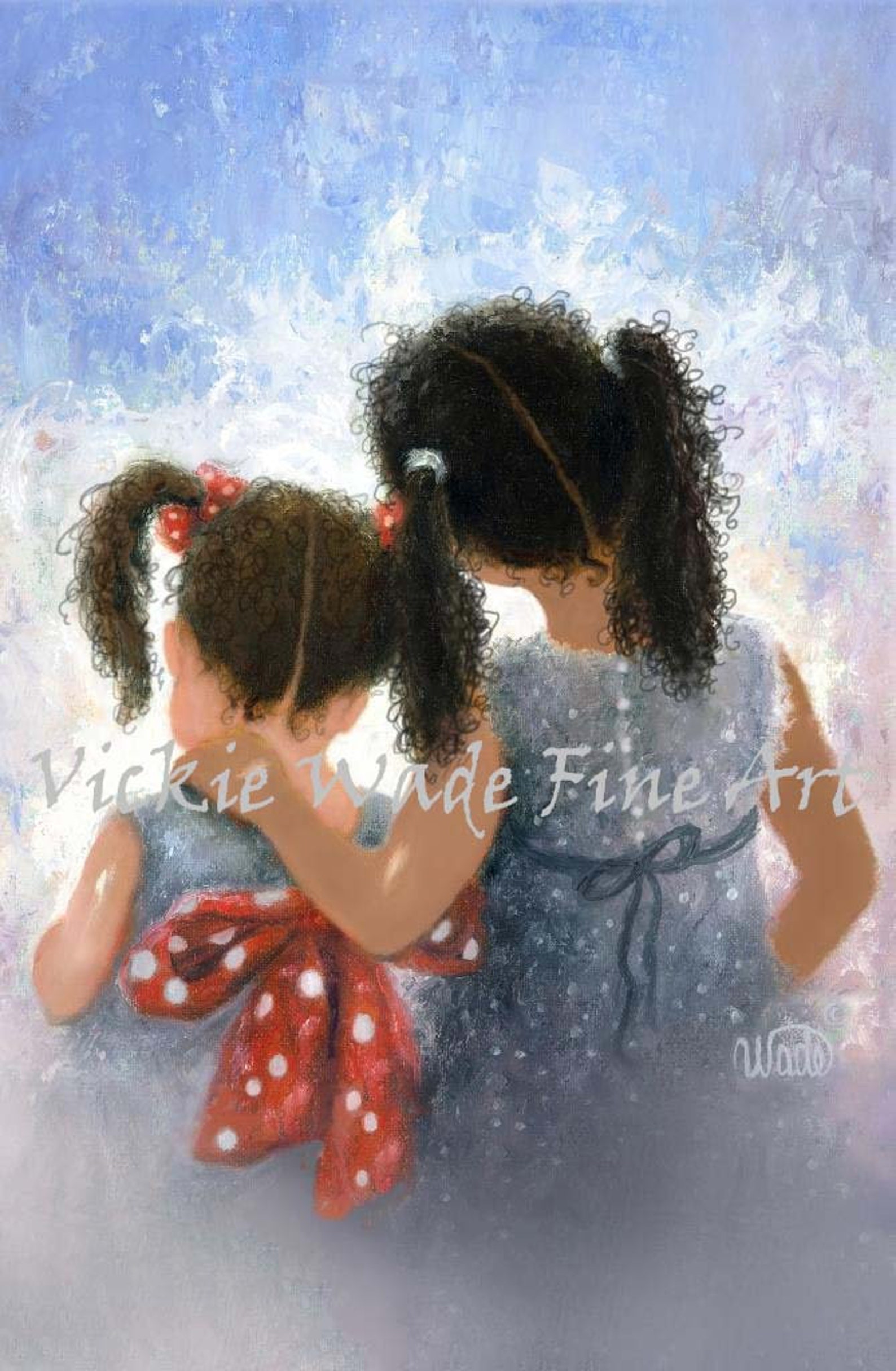 Two Sisters Art Print, Two Girls, Loving Sisters, Two Daughters, Big ...