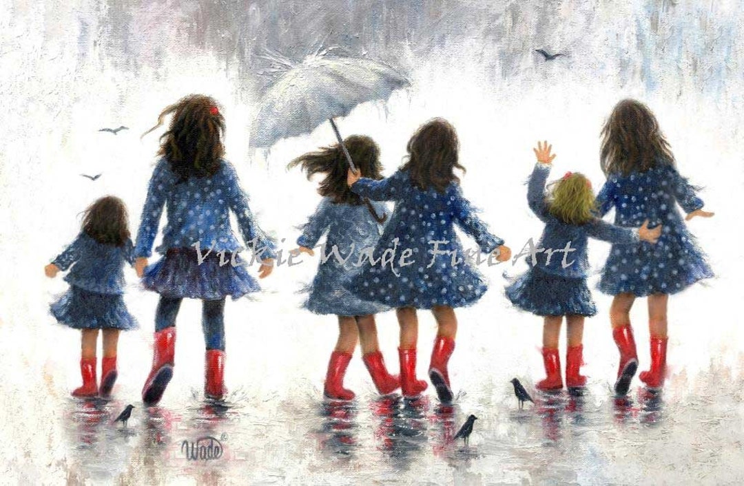 Six Sisters Art Print Six Girls Six Daughters Walking in - Etsy