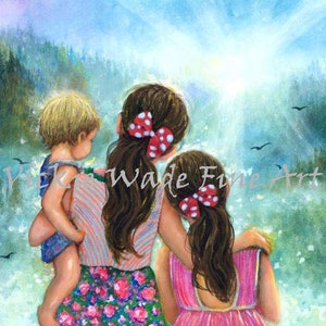 Three Sisters Art Print Three Girls, Three Brunette Sisters, Three ...