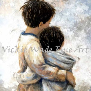 Two Brothers Hugging Art Print: Two Boys by Vickie Wade - Etsy