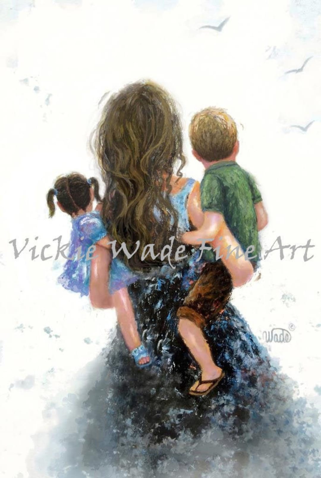 Mother Son and Daughter Art Print, Mother Two Children, Brother Sister ...