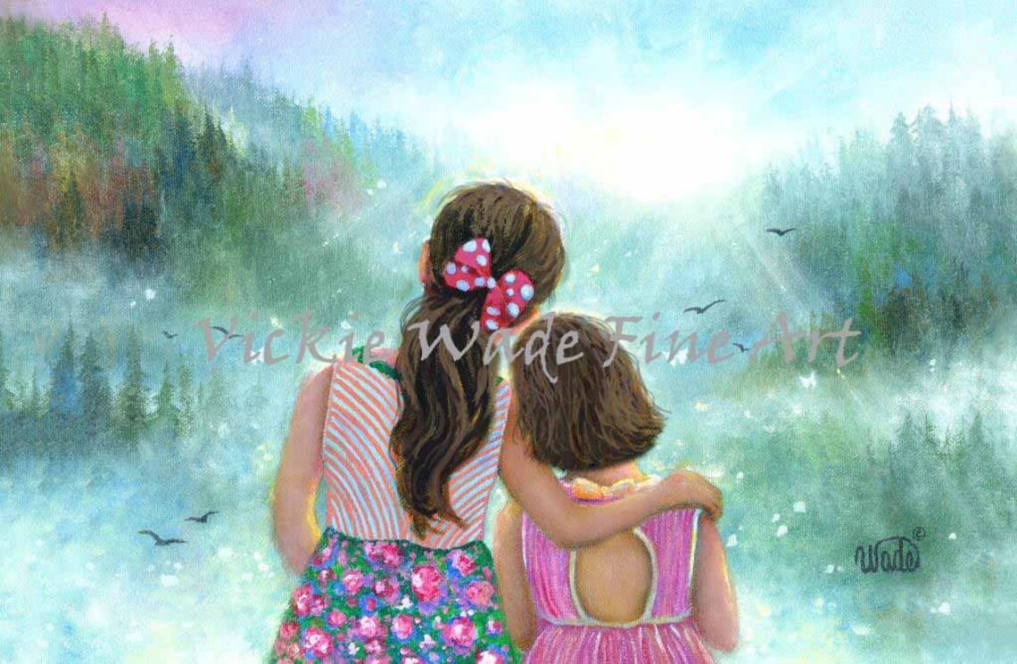 Two Sisters Art Print Blonde Sisters Two Blonde Girls | Etsy