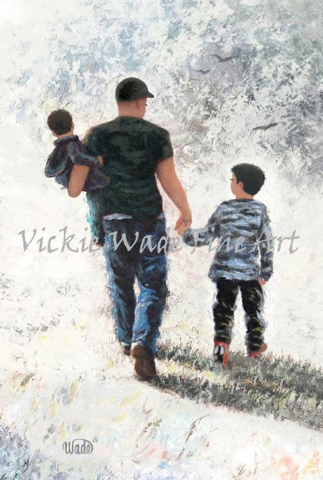 Father and Two Sons Art Print Dad Two Boys, Walking With Dad, Two ...