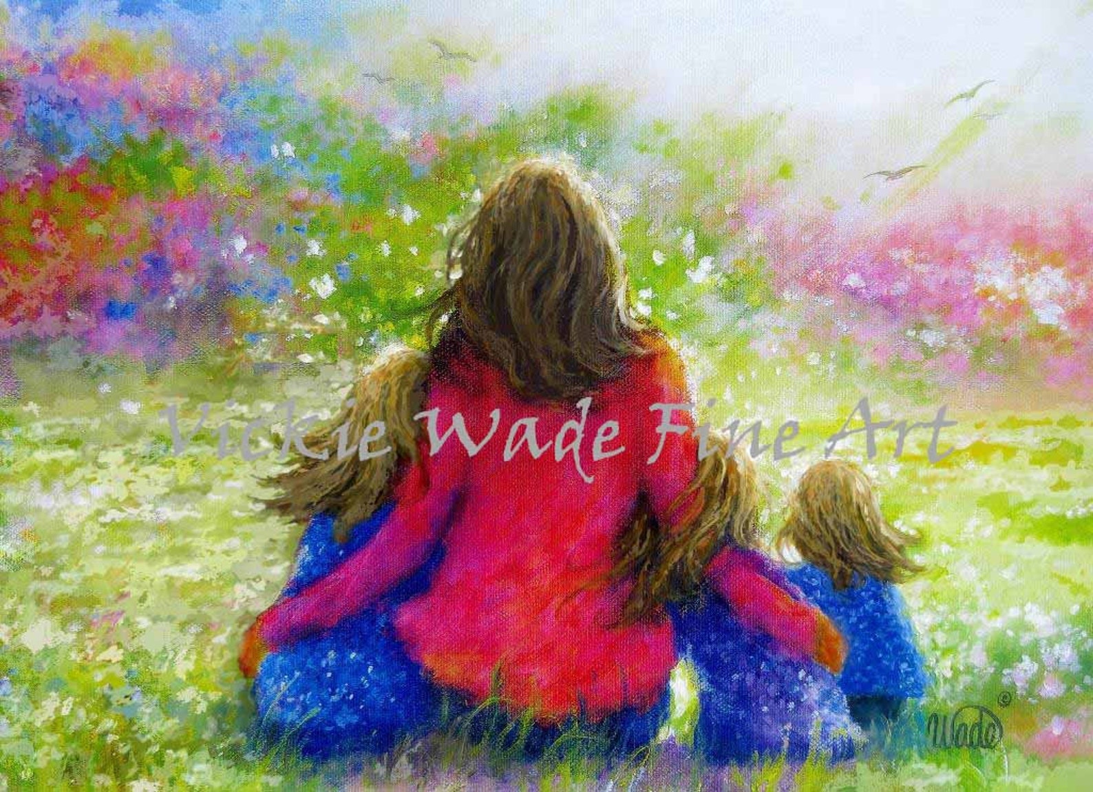 Mother and Three Daughters Art Print: Garden Scene, Vickie Wade Art - Etsy