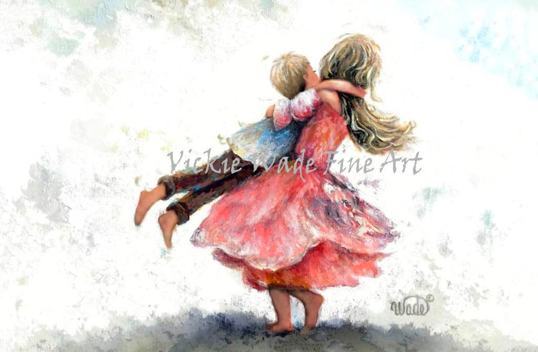 Sister and Brother Twirling Art Print: Vickie Wade Fine Art - Etsy