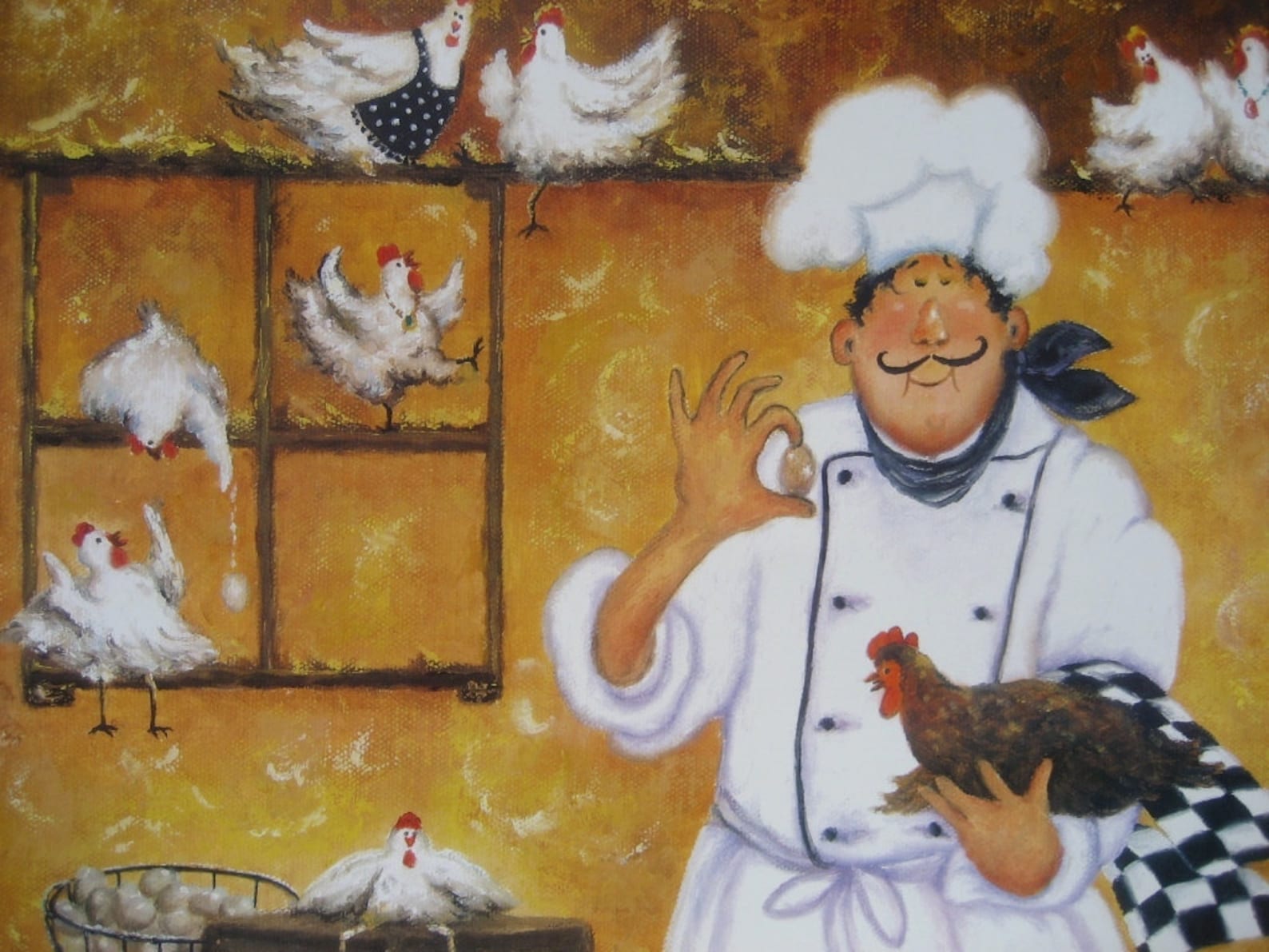 Chicken Chef Art Print Fat Chefs Chef Art Kitchen Wall Art Egg - Etsy