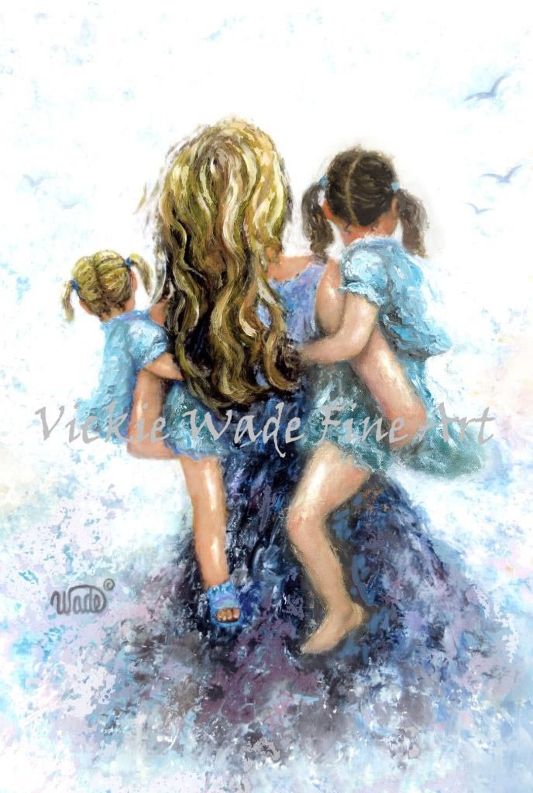 Mother Two Daughters Art Print, Mother Paintings, Mom, Two Girls ...