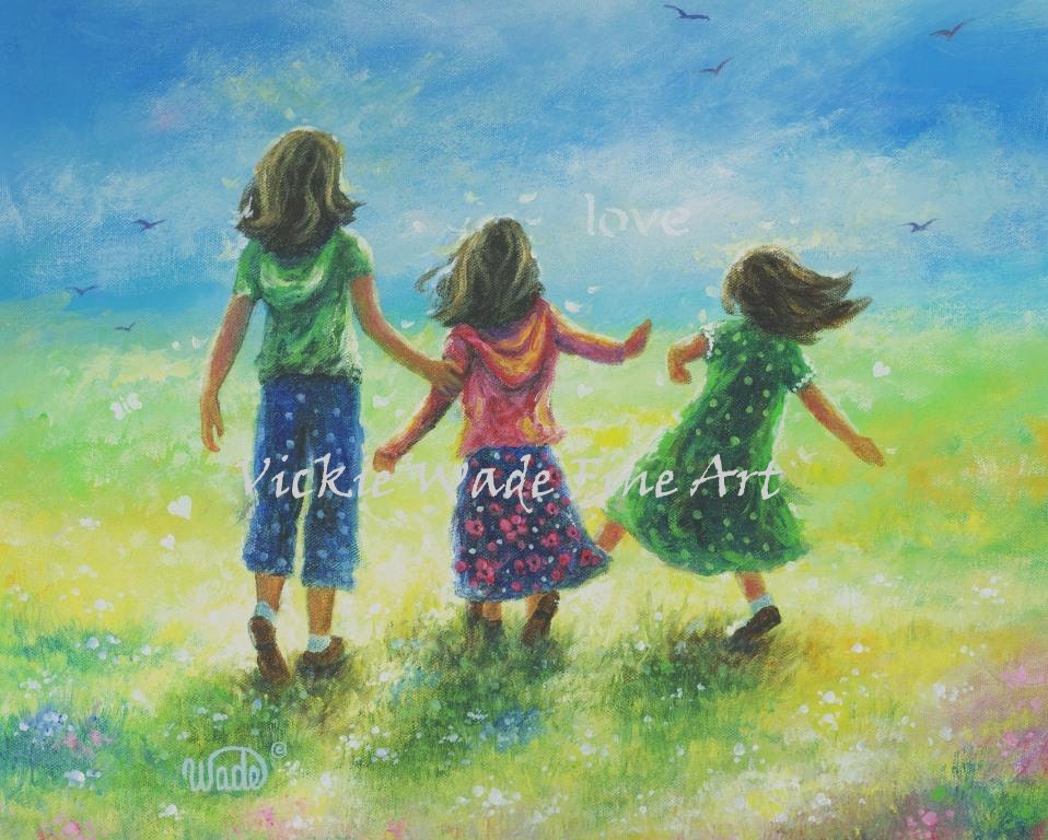 Three Sisters Art Print Three Girls Three Daughters Three - Etsy