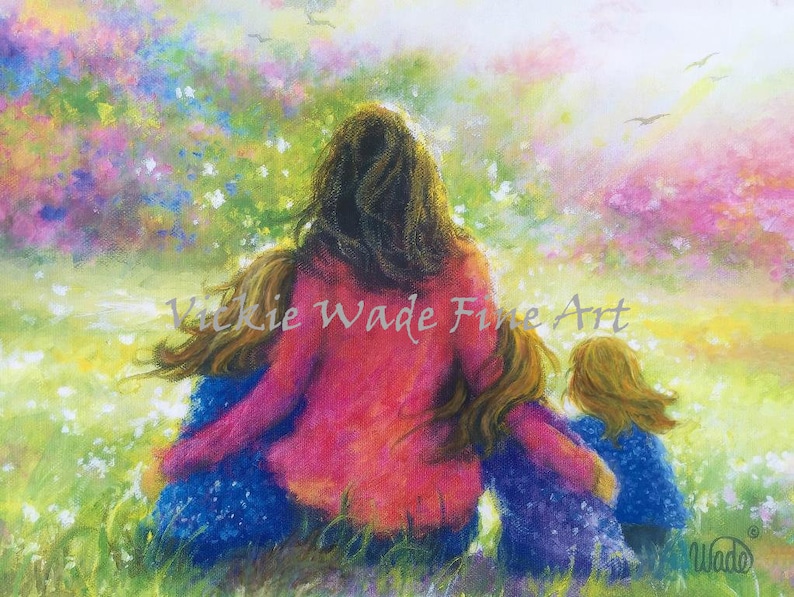 Mother and Three Daughters Art Print three girls paintings | Etsy