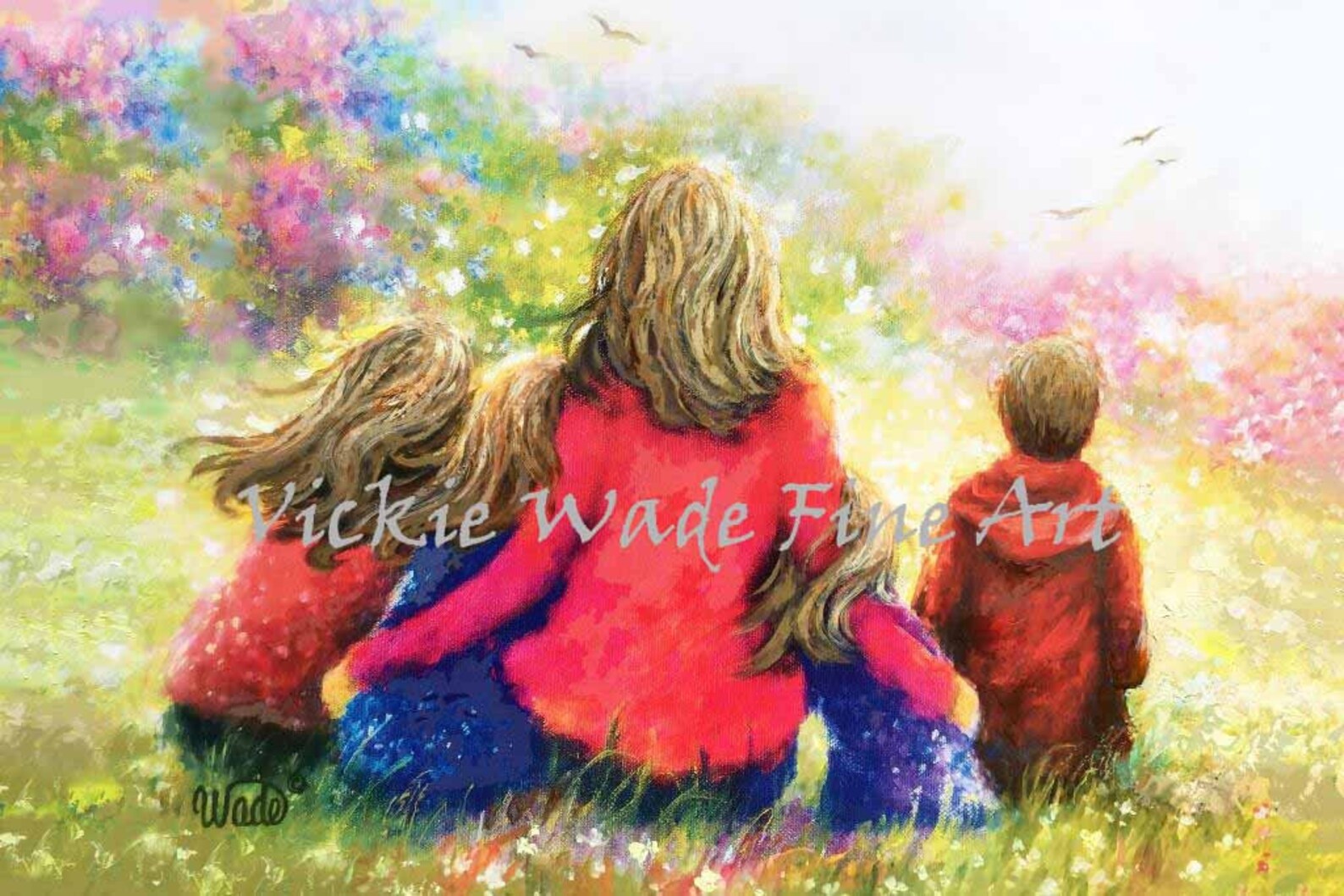 Mother Three Daughters and Son blondes Art Print three sisters | Etsy