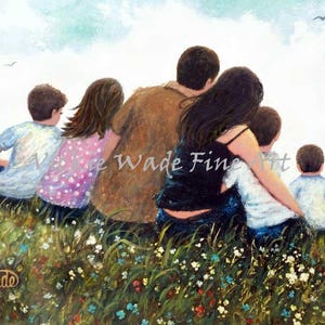 Family Art Print, Mother Father Four Children Big Sis Three Brothers ...