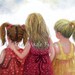 Three Sisters Art Print, Three Girls Art, Three Daughters Girls Wall ...