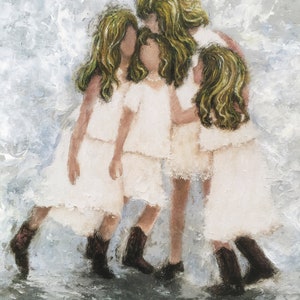 Four Sisters Art Print, Four Girls, Four Daughters, Blond Hair, Creamy ...