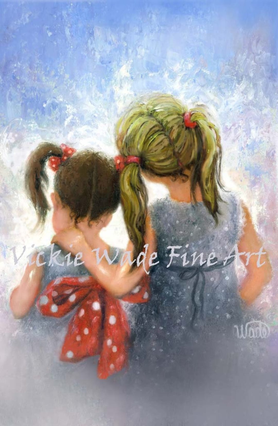 Two Sisters Art Print, Two Girls, Loving Sisters, Two Daughters, Big ...