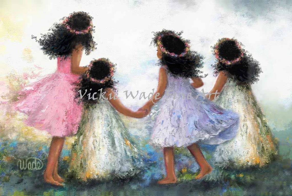 African American Four Sisters Art Print: Girls Ring Around Rosy - Etsy