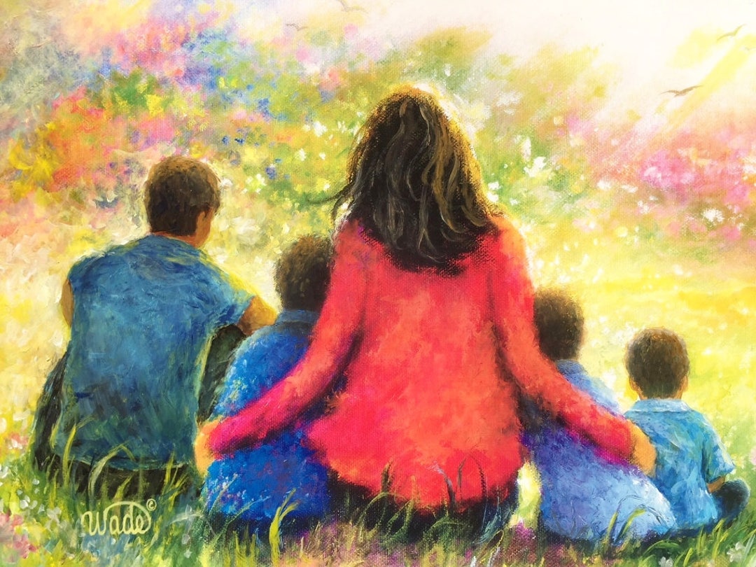 Mother Four Sons Art Print, Four Boys, Four Brothers, Mom, Garden, Gift ...