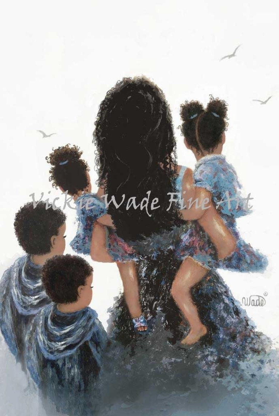 African American Mother and Four Children Art Print: by Vickie Wade - Etsy
