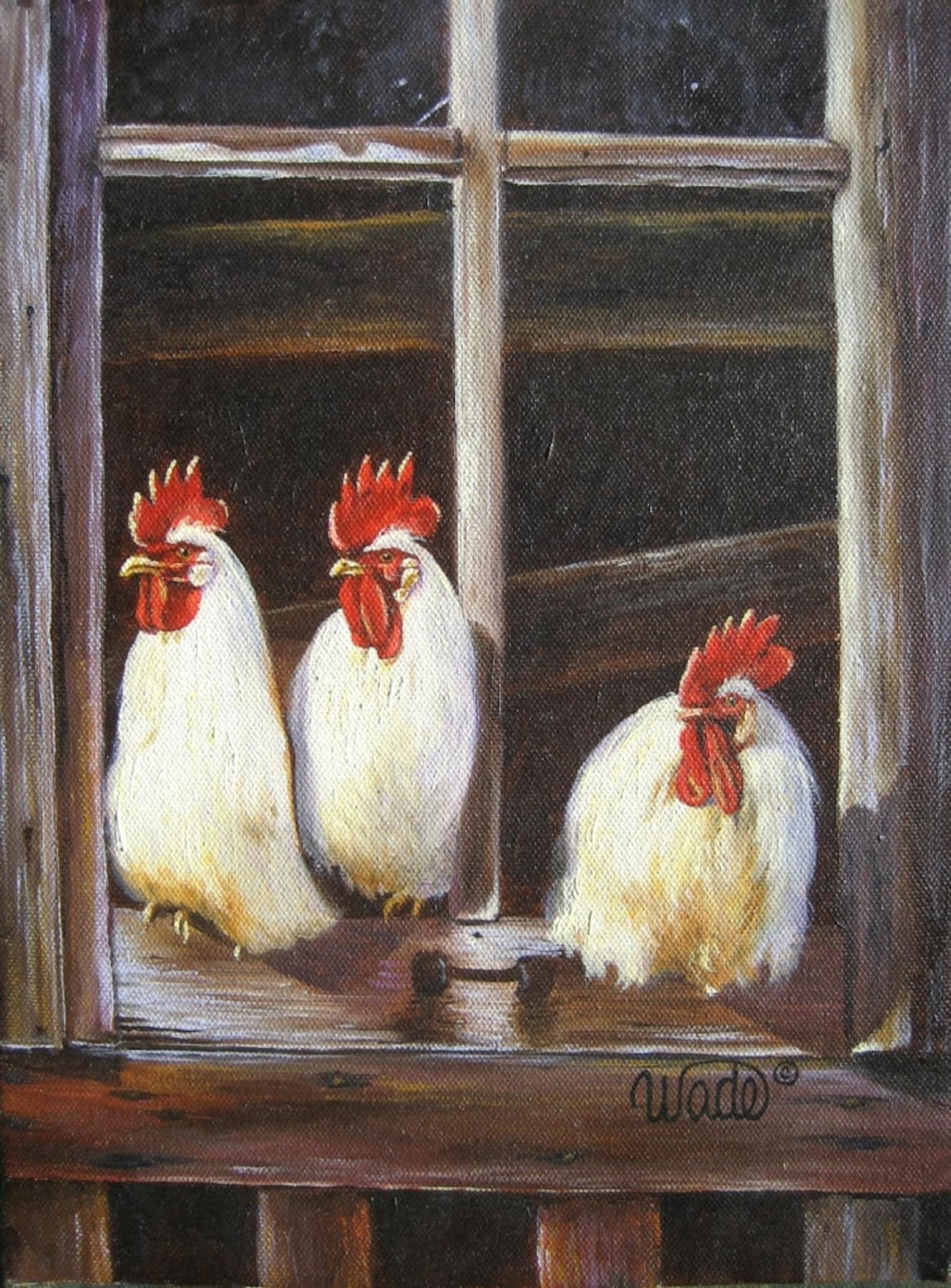 Chickens Art Print Roosters Art Chicken Paintings Rooster - Etsy