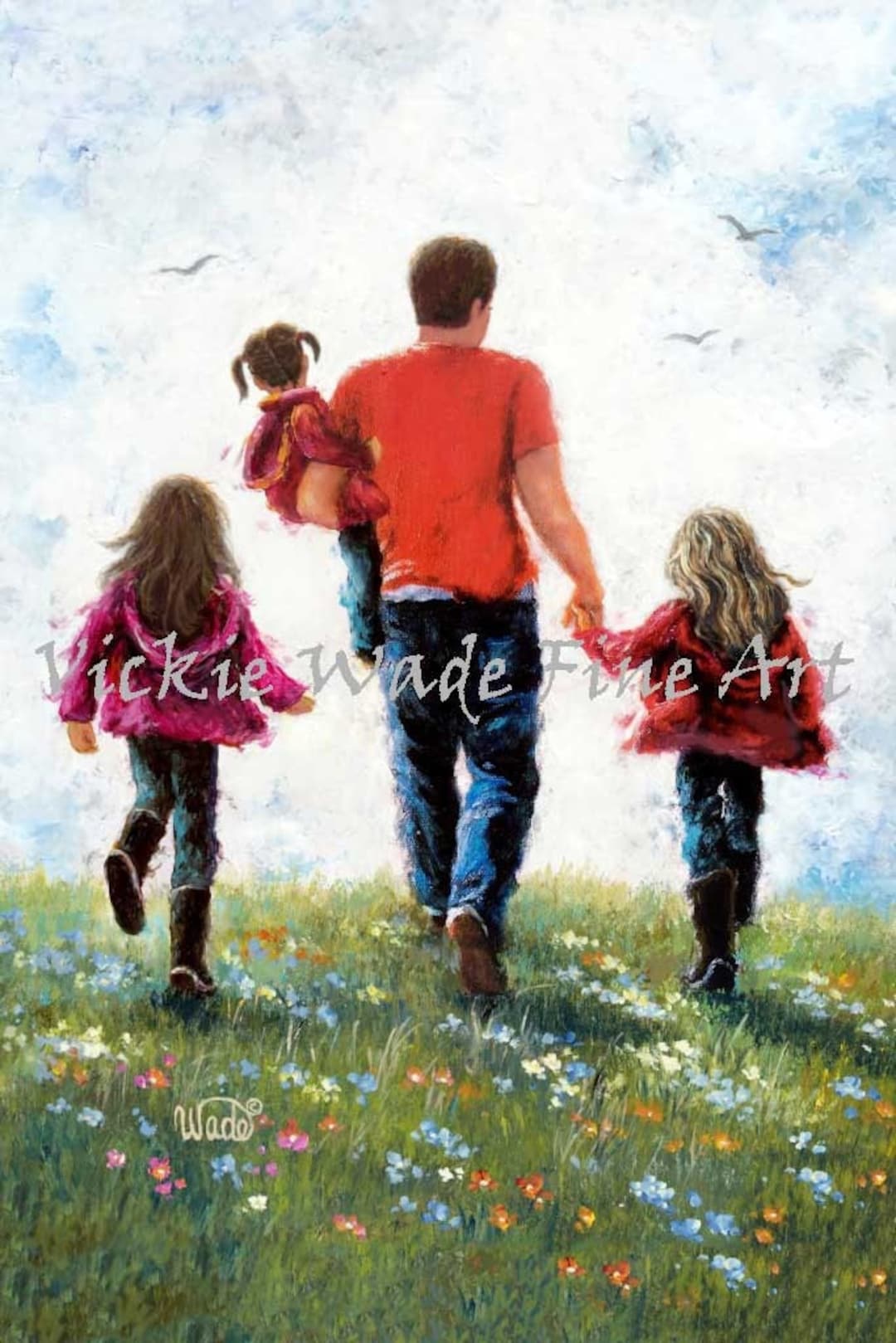 Father and Three Daughters Art Print: Vickie Wade Fine Art - Etsy