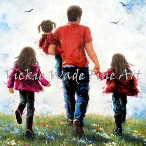 Father Three Daughters Art Print, Dad Three Daughters, Three Sisters ...