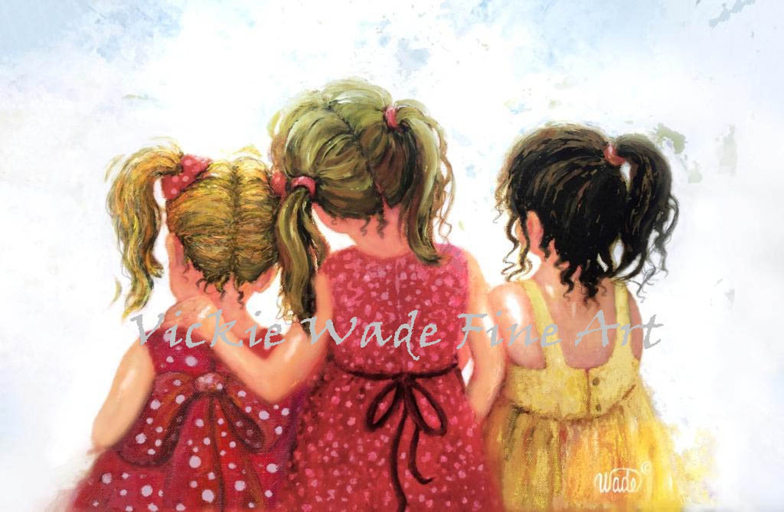 Three Sisters Art Print Three Girls Art Three Daughters - Etsy