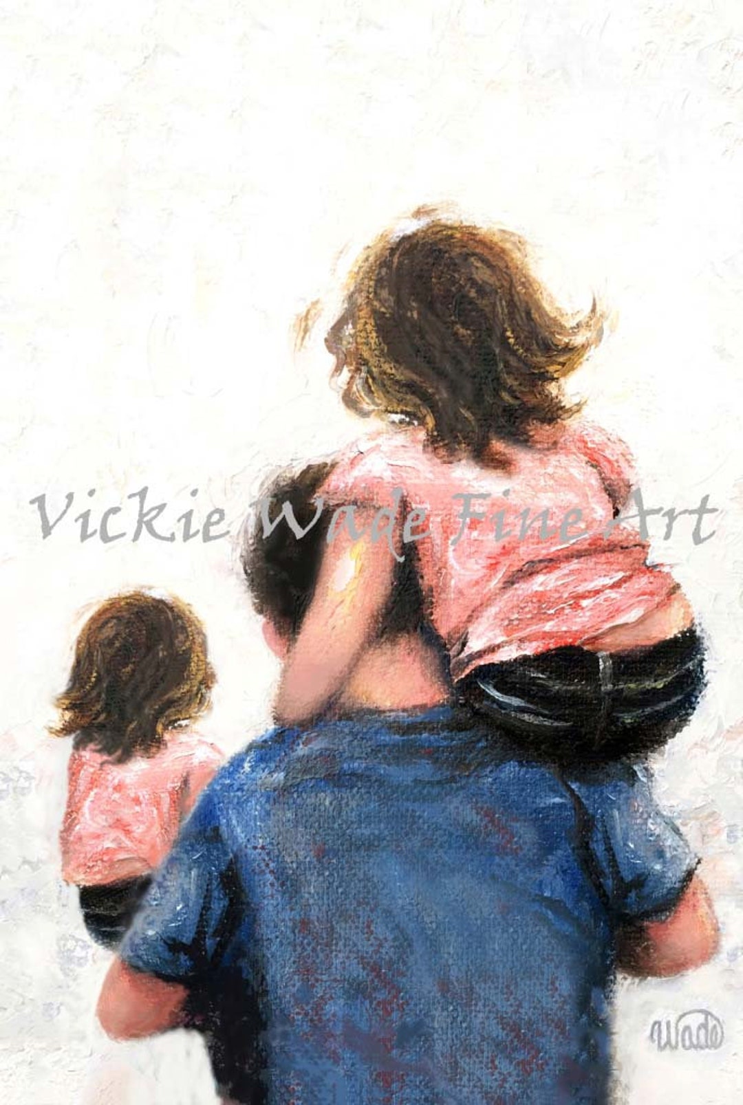 Father and Two Daughters Art Print: Daddy Carry Me Too - Etsy