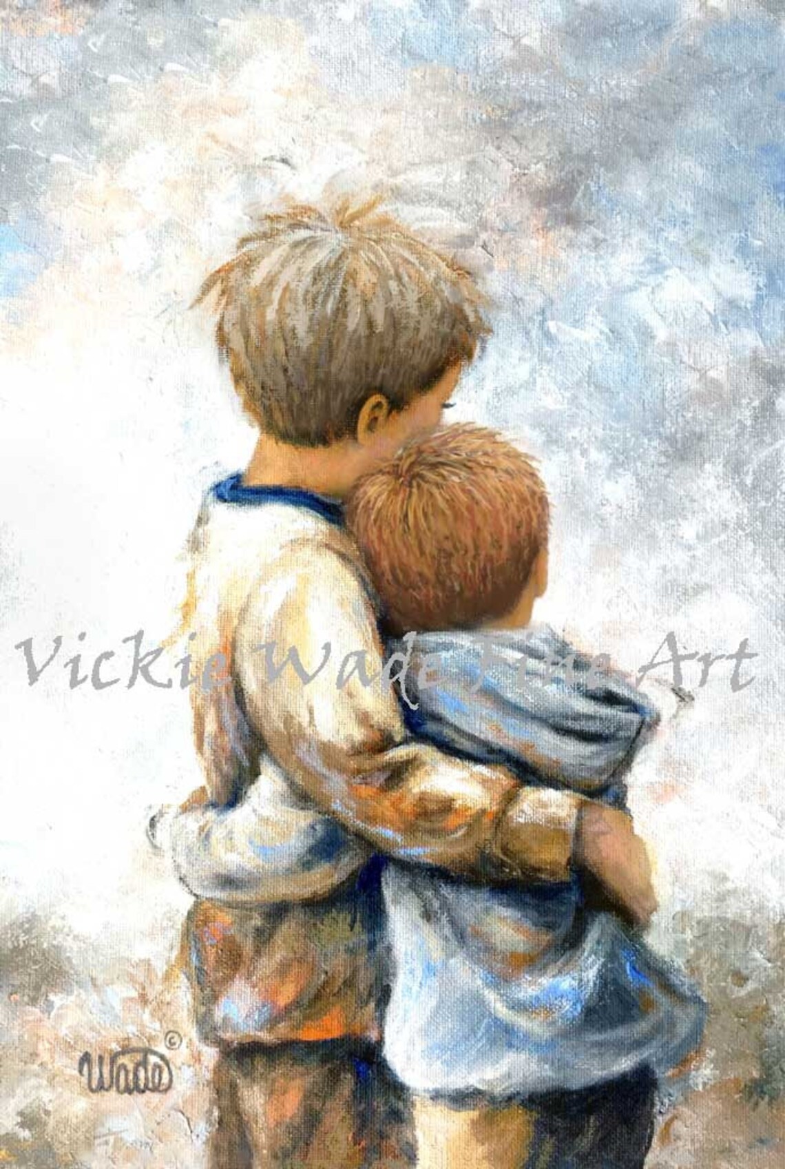 Two Brothers Hugging REDHEADS Art Print Two Sons Two Little - Etsy