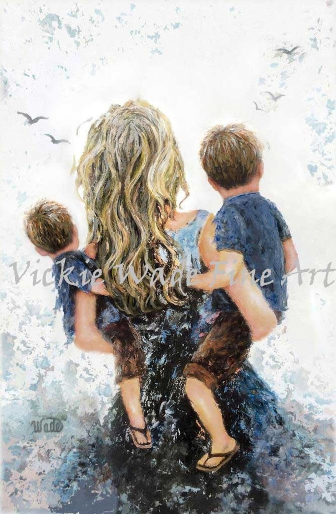 Mother Two Sons Art Print, Two Boys, Two Brothers, Mother Carrying Two ...