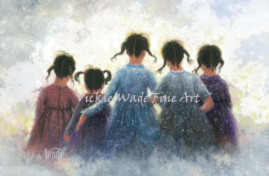 Five Sisters Art Print Five Girls Five Dark Haired - Etsy