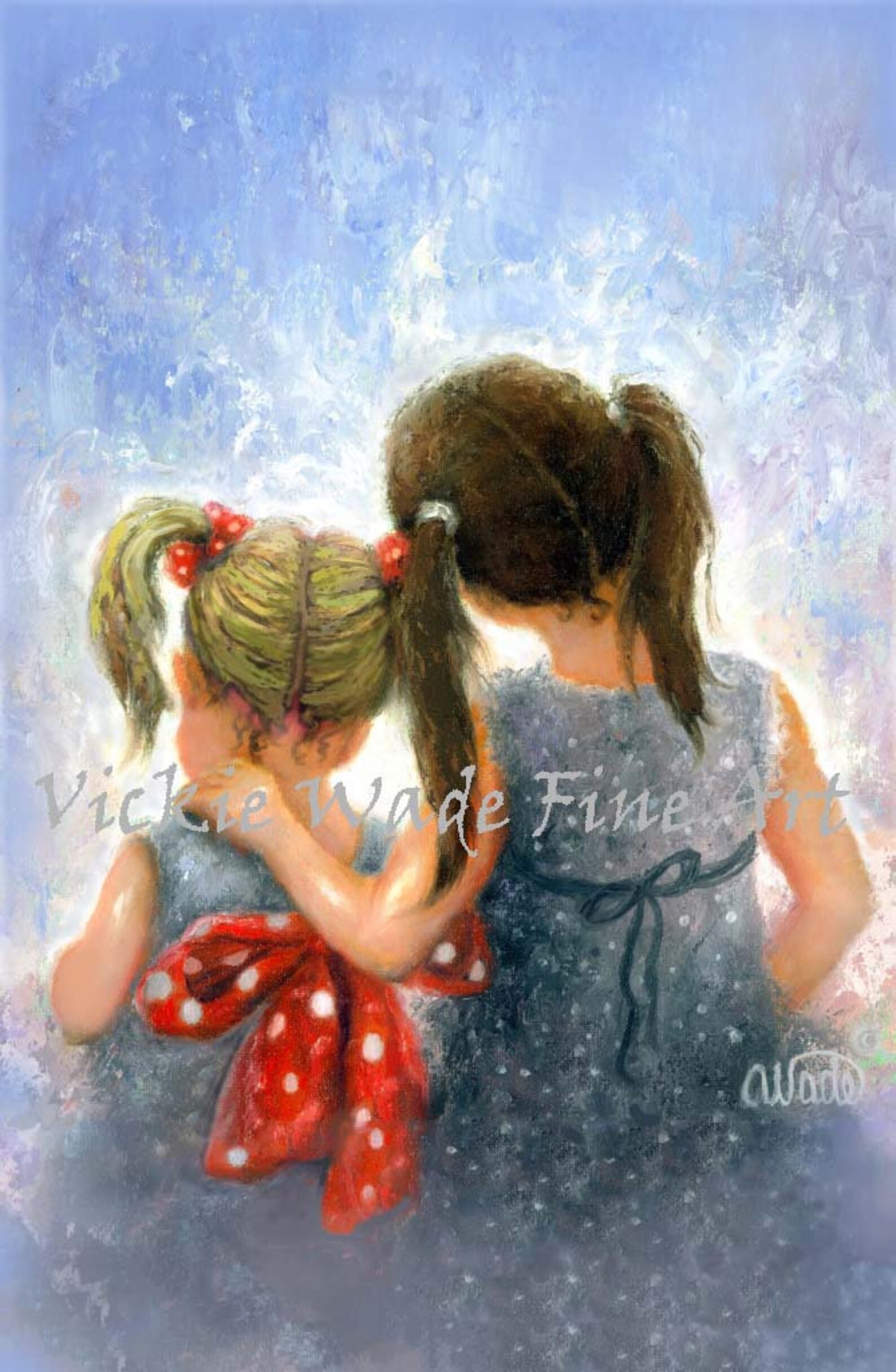 Two Sisters Art Print, Two Girls, Loving Sisters, Two Daughters, Big ...