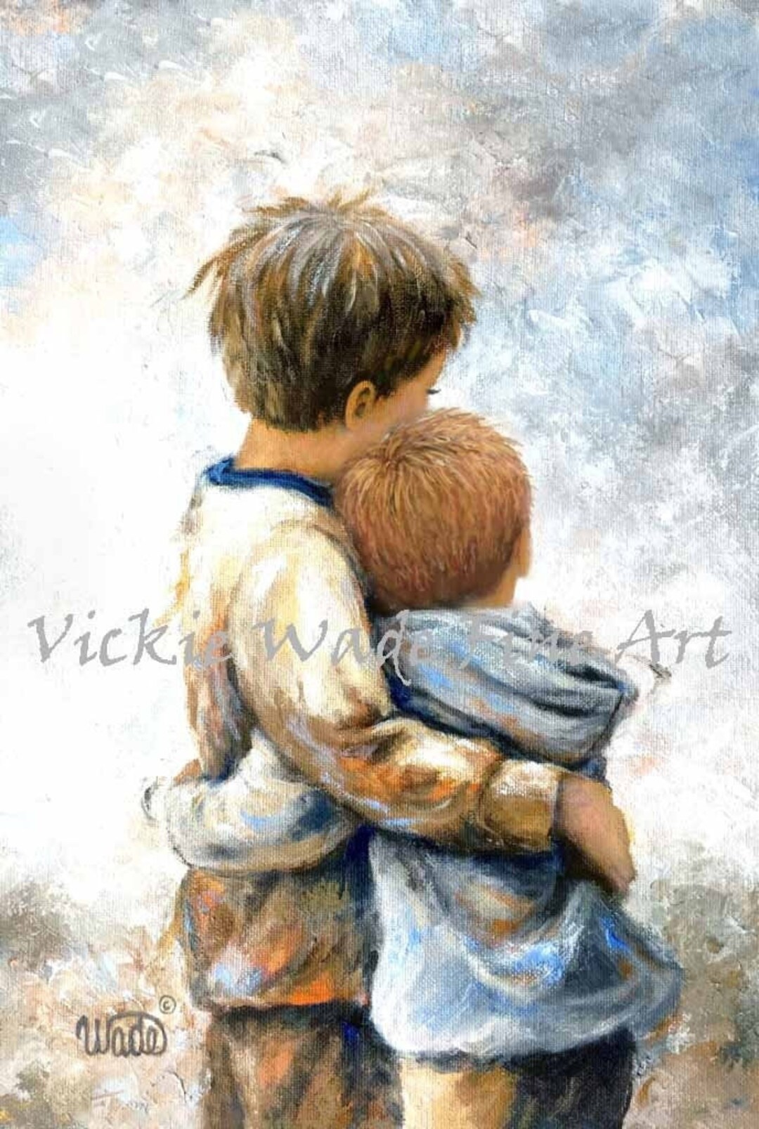 Two Brothers Hugging REDHEADS Art Print, Two Sons, Two Little Boys ...