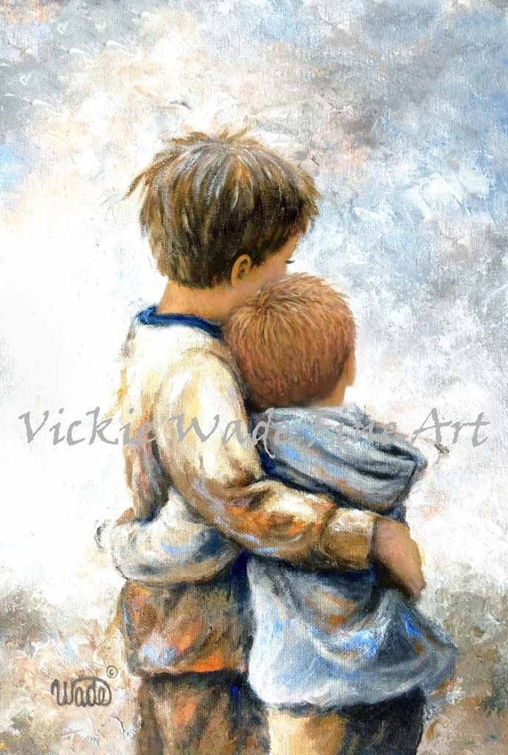 Two Brothers Hugging REDHEADS Art Print Two Sons Two Little | Etsy