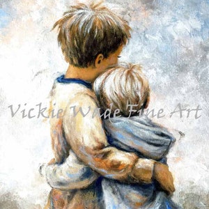 Two Brothers Hugging Art Print: Vickie Wade Fine Art - Etsy
