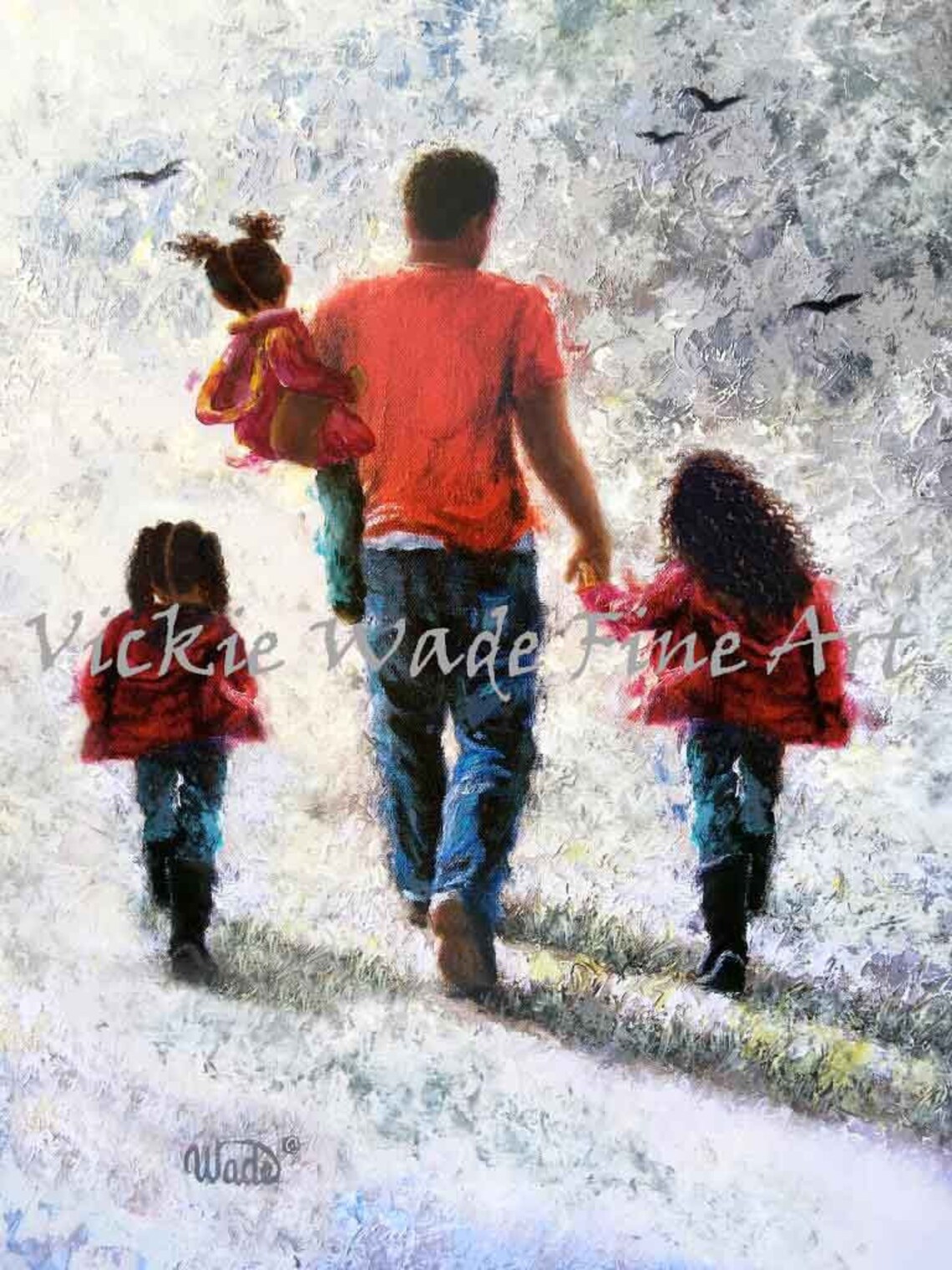African American Father Three Daughters Art Print Three Black - Etsy
