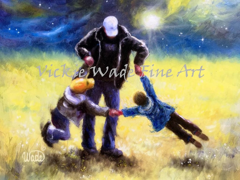 Father Two Sons Art Print Two Boys Two Brothers Dad - Etsy