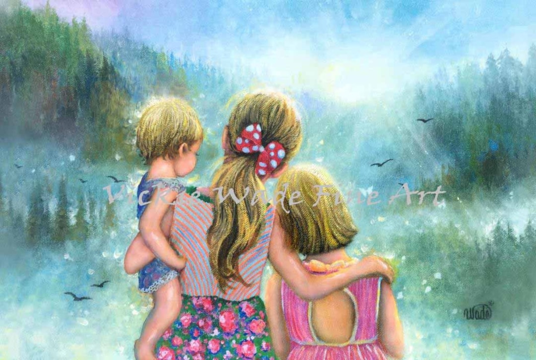 Three Sisters Art Print Three Girls, Three Blonde Girls, Redhead Little ...