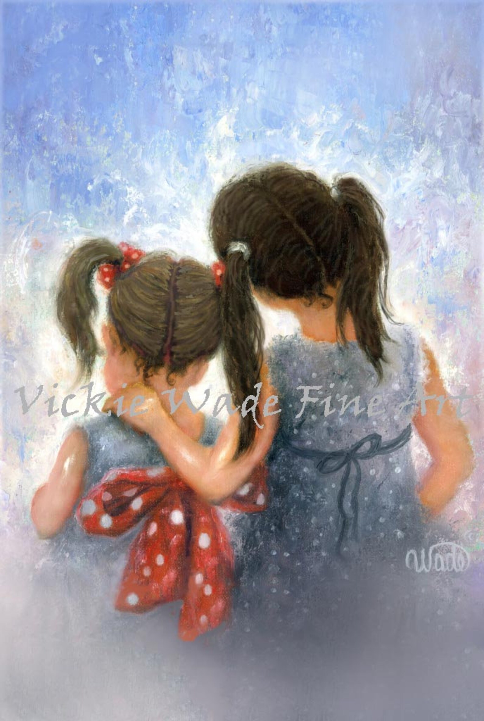 Two Sisters Art Print, Two Girls, Loving Sisters, Two Daughters, Big ...