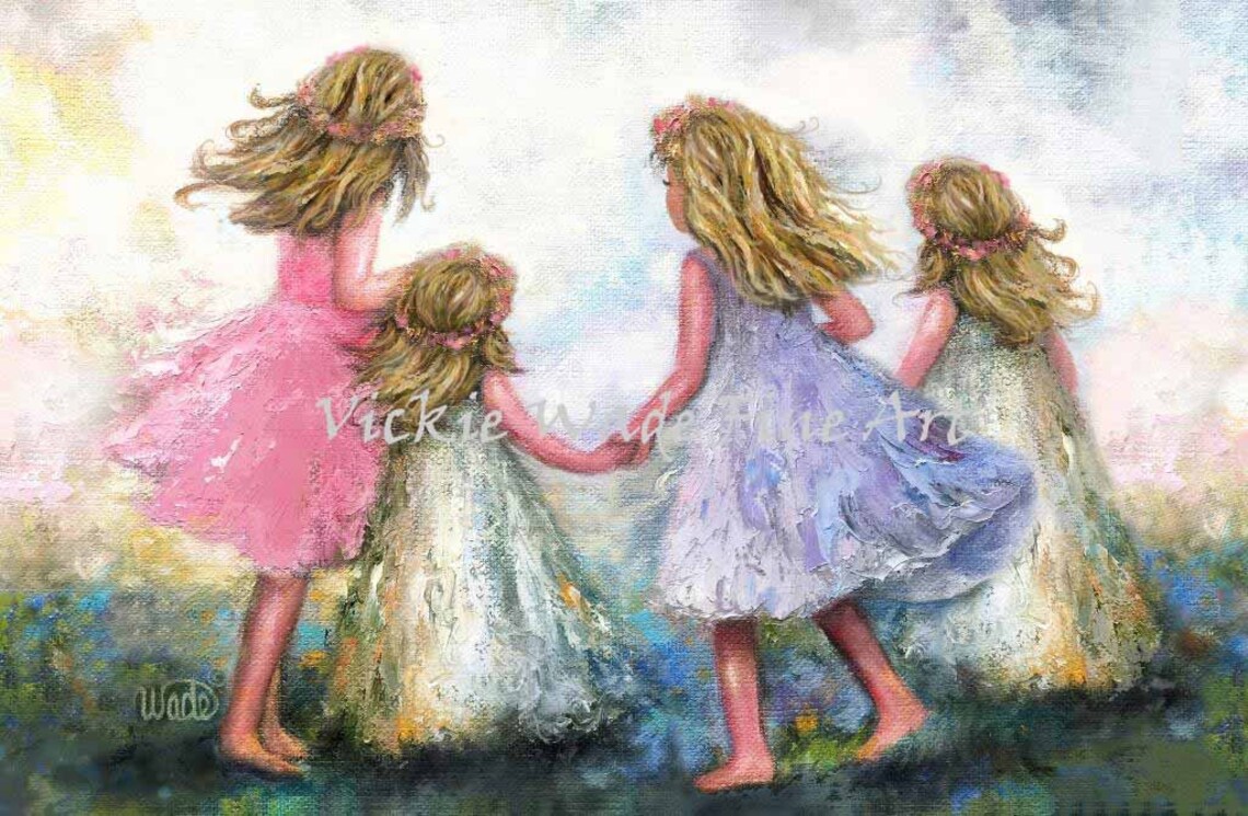 Four Sisters Art Print Four Blond Girls Four Daughters Four | Etsy