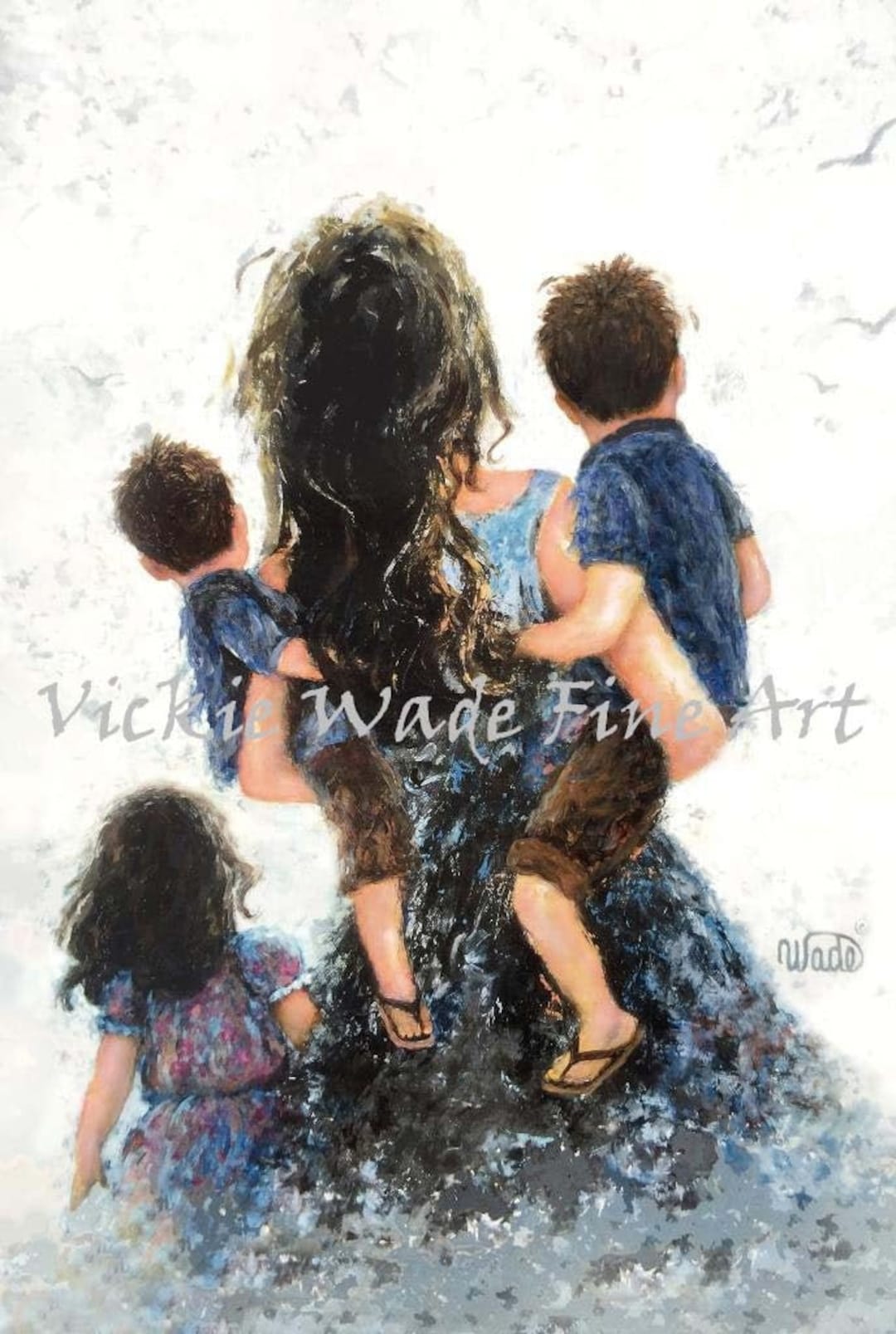 Mother With Two Sons and Daughter Art Print by Vickie Wade - Etsy