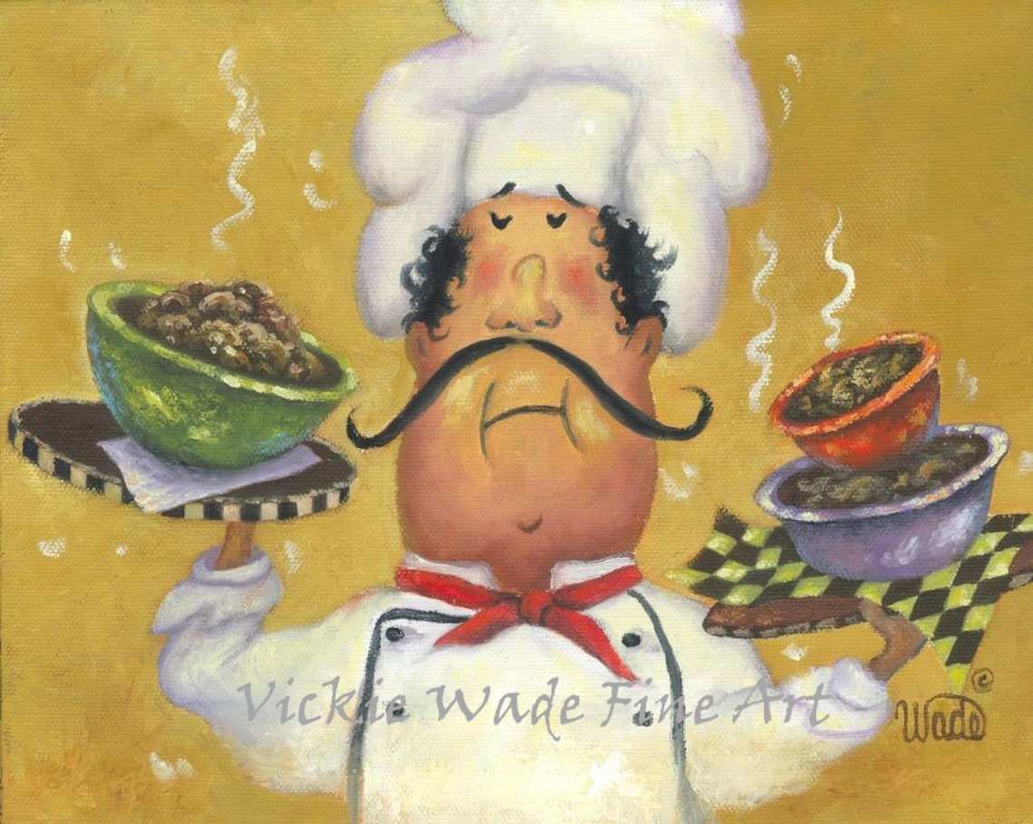 Fat Chefs Art Print Chef Wall Art Funny Three Bowl Chef Art - Etsy